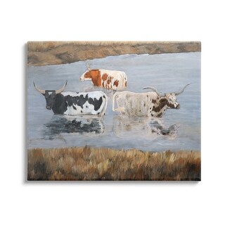 Stupell Cattle Bathing Country Riverbank Canvas Wall Art by Kathy ...