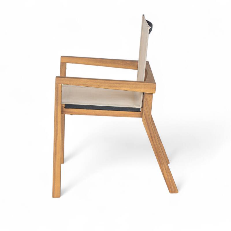 Belfast Outdoor Acacia and Mesh Dining Chairs (Set of 2) by Christopher ...