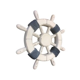 Rustic Decorative Ship Wheel with Dark Blue Rope - 12" - Bed Bath ...