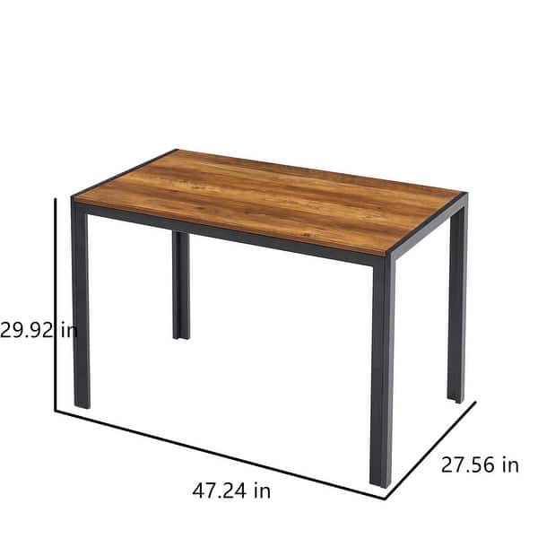 MDF Dining Table with Wooden Top Black Metal Legs - Bed Bath & Beyond ...