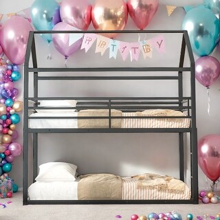 Multifunction Twin over Twin House Bunk Bed With Built-in Ladder - Bed ...