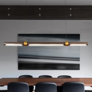 Modern Desk Pendant Light LED 12W Linear Iron Walnut LED Light for ...