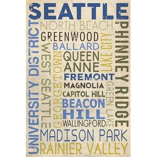 Seattle WA - Neighborhoods Typography - LP Artwork (Chef's Cotton/Poly ...