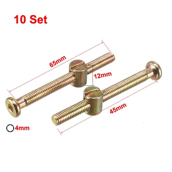M6x65mm 45mm Long Thread Hex Key Drive Socket Furniture Bolt w Barrel ...