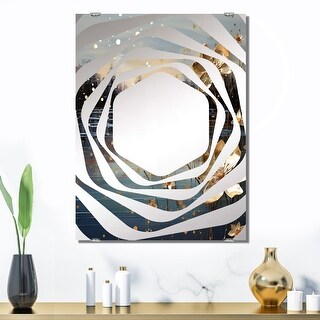Designart "Blue Moonlit Gold Floral Pond" Marigold Mirror Gold ...