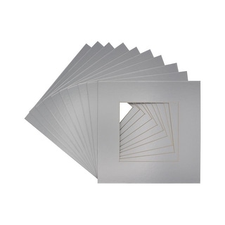 8x8 Mat for 16x16 Frame - Precut Mat Board Acid-Free Metallic Silver ...
