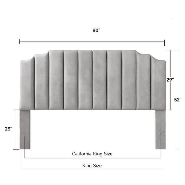 JASIWAY Bed Headboard Velvet Upholsted Curved Top Design Headboard ...
