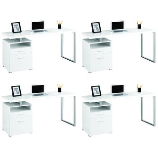 Monarch Specialties 60" Contemporary Computer Desk Filing Drawer, White ...