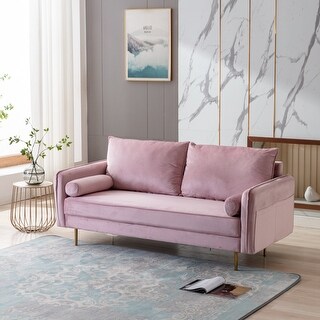 Loveseat Storage Couches with Cylinder Pillowed and Side Pocket, Living ...