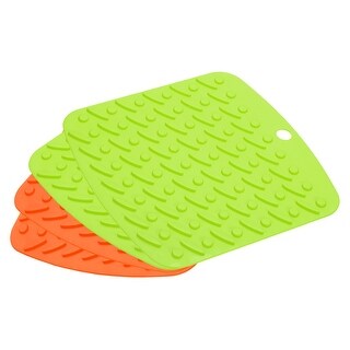 4pcs Silicone Trivets Mat Pad Countertop Table Placemats, Orange&Green ...