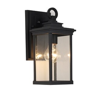 1 Light Outdoor Wall Lighting with Clear Glass in Black Finish - 12"H x ...