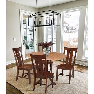 42 in. Drop Leaf Table with 4 Splat Back Dining Chairs - 5 Piece Set ...