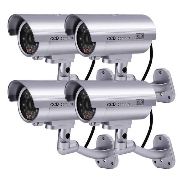 4 Packs Fake Security Camera CCTV Surveillance System with LED Red ...