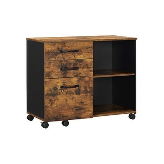 Industrial 3-Drawer File Cabinet, Mobile Lateral Filing Cabinet with ...