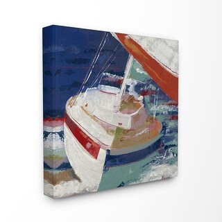 Stupell Red White Blue Sailboat Rocking in the Ocean Close Up, Canvas ...