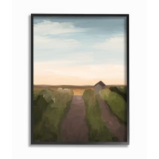 Stupell Subtle Vineyard Landscape with Ombre Skyline Framed Wall Art ...
