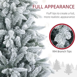 6ft Snow-Flocked Artificial Christmas Tree with 994 Tips, Realistic ...