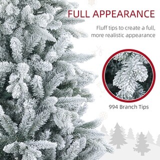 6ft Snow Flocked Christmas Tree, Easy Setup, Flame Retardant & Metal ...