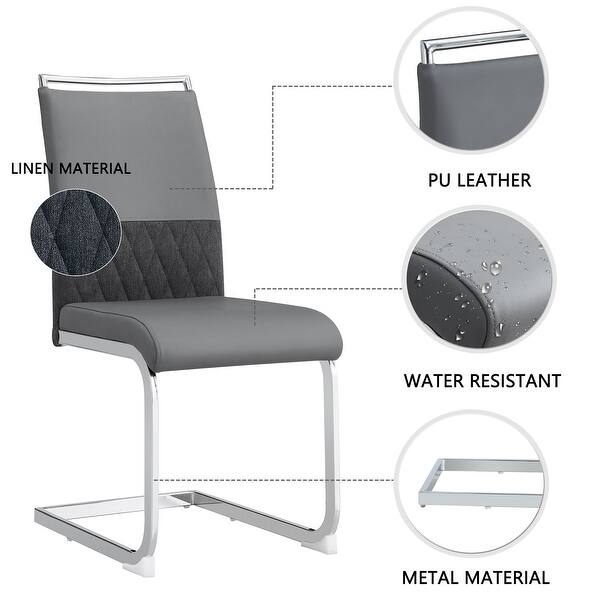 PU Faux Leather High Back Upholstered Side Chair Transverse Stripe ...