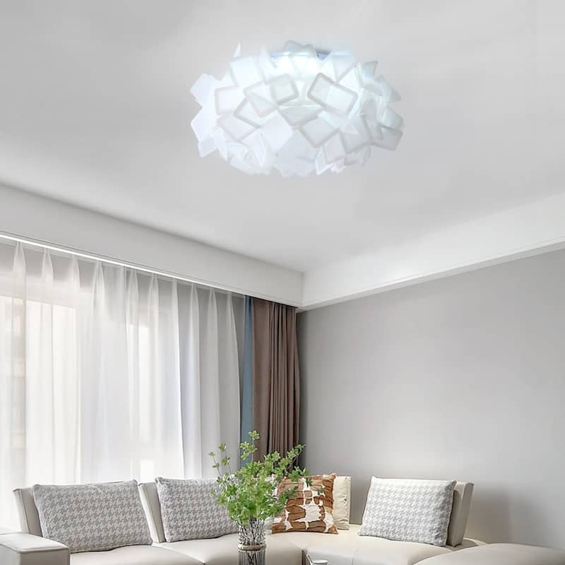 Unique Creative Cloud Shape Design White Finish Flush Mount Light - On ...