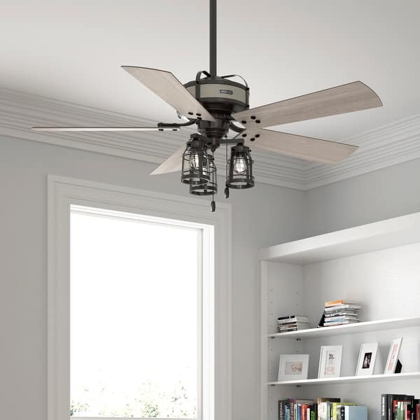 Hunter 52" Oakland Noble Bronze Ceiling Fan with LED Light and Pull ...
