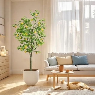 Artificial Lemon Tree for Home Office Porch Decor, Easy Assembly - Bed ...