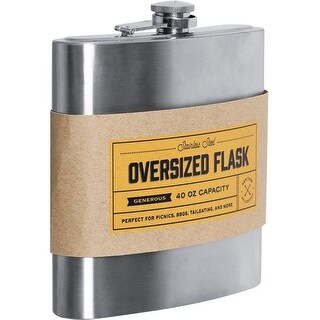 Sharper Image 3345026 Oversized Flask, Silver, 40 Oz - Bed Bath ...