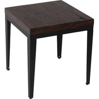 Solid Wood and Metal End Table, 22 Inch Height, Dark Brown, Industrial ...