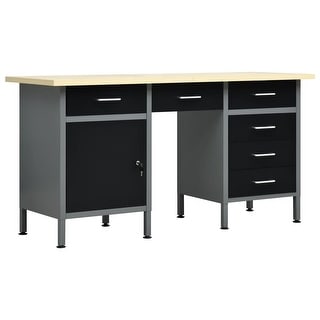 vidaXL Workbench Black 63"x23.6"x33.5" Steel - Bed Bath & Beyond - 32622716