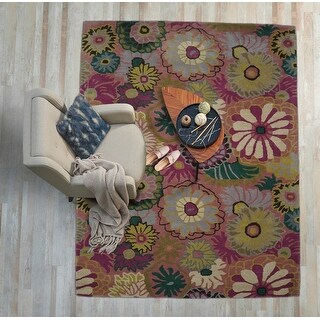 Multi Size Rose Wool Oriental Area Rug LoomBloom Hand Tufted Modern ...