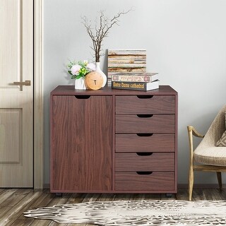 Multifunctional File Cabinet with Single Door and Five Drawers - Bed ...