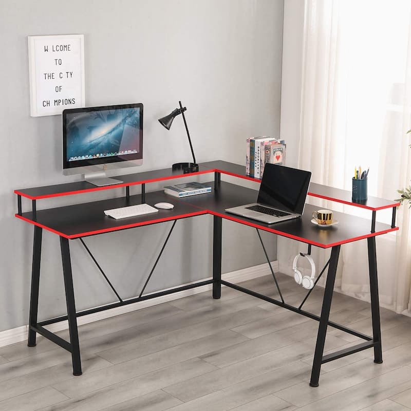 EROMMY L Shaped Computer Desk, 57 inch Gaming Desk - Overstock - 32911113