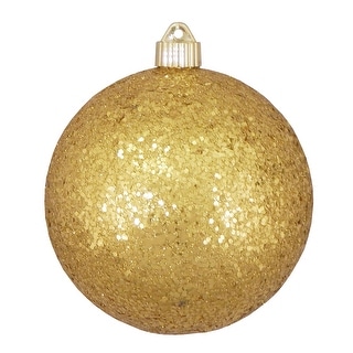 2ct Gold Shatterproof Glitter Christmas Ball Ornaments 6" (150mm) - Bed ...