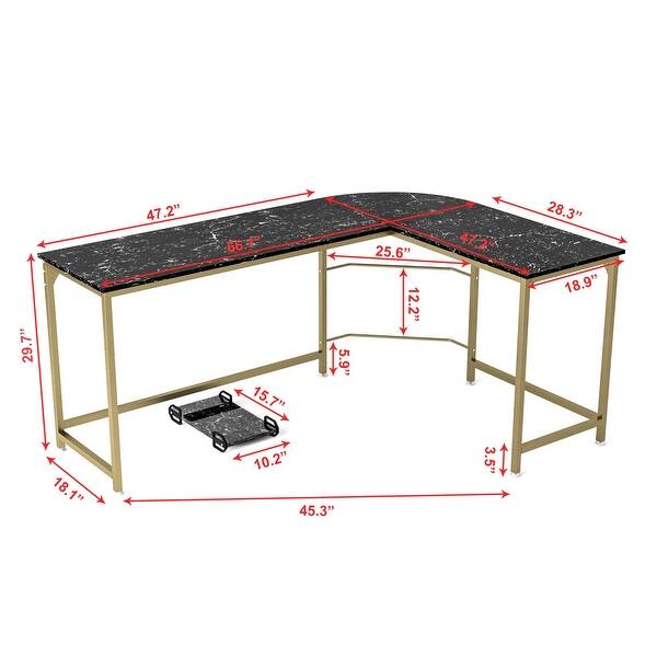 L Shape Portable Computer Desk with Tabletop - Bed Bath & Beyond - 35827749