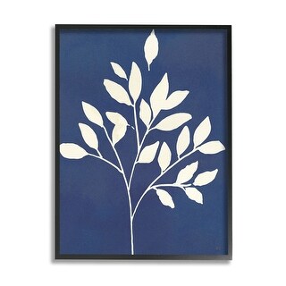 Stupell Modern Leaf Sprig Botanical Abstract Stencil Shape Framed Wall ...