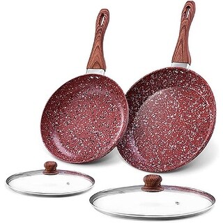10"+12" Nonstick Frying Cookware Sets with Lids, Whitford Granite ...