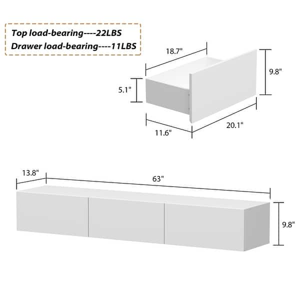 Floating TV Stand Wall Mounted with LEDsTV Stand Floating TV Cabinet ...