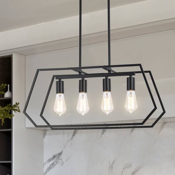 Black Modern Industrial Linear Pendant Light Fixtures for Dining Room ...