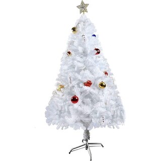 5 Feet Artificial Christmas Tree White Small Fake Xmas Tree Realistic ...