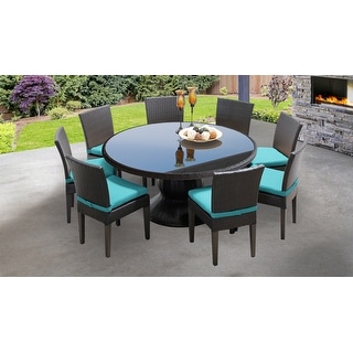 Belle 60 Inch Outdoor Patio Dining Table with 8 Armless Chairs - Bed ...