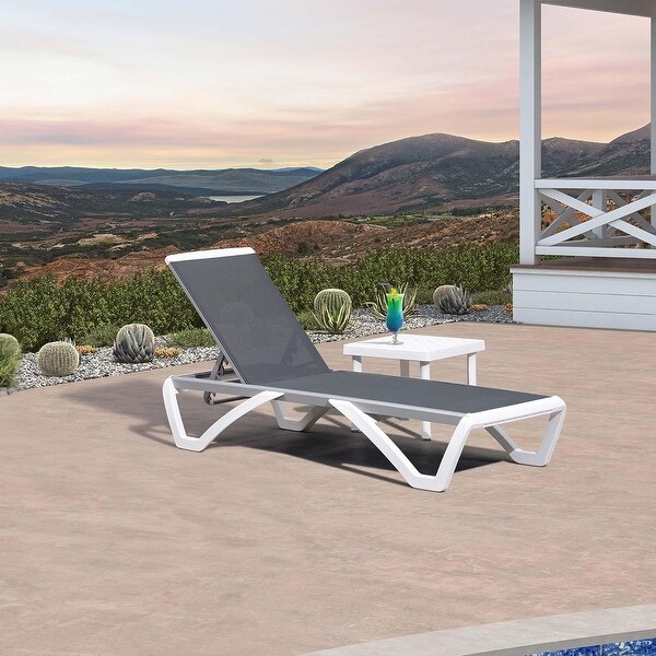 PURPLE LEAF Patio Chair Set Plastic Outdoor Chaise Lounge Chairs with Table for Outside Lawn Poolside Grey 76 x 27.4 x12.2 On Sale Bed Bath Beyond 39959310