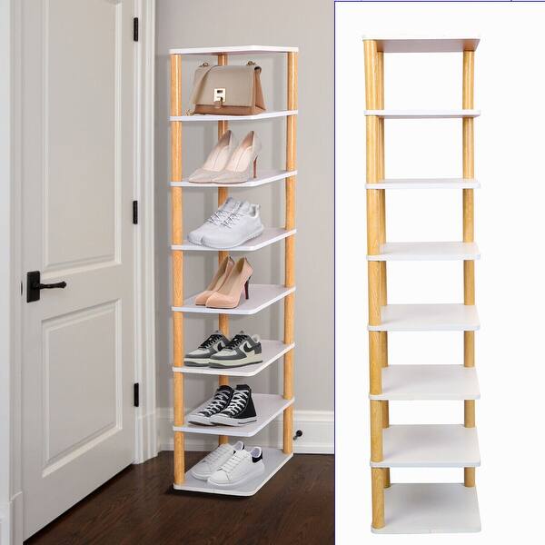8 Tier Wooden Vertical Shoe Rack Organizer - Bed Bath & Beyond - 40126683