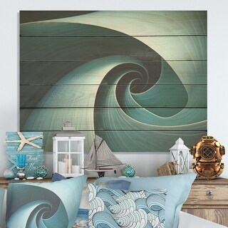 Designart "Turquoise Twirl Shell Fish Spiral I" Nautilus Wood Wall ...