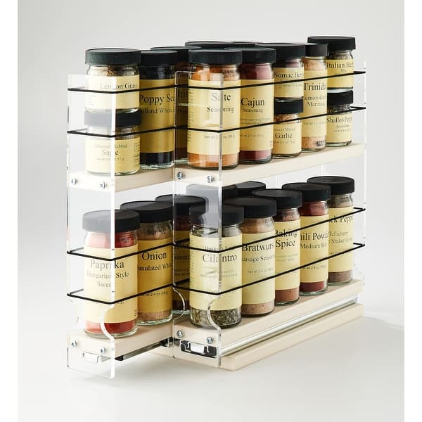Narrow Kitchen Cabinet Spice Rack with 2 Drawers & 2 Tiers - 20 Spice ...
