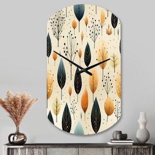 Designart - Modern Leaf Patterns II - Plants Large Wall Clock in ...