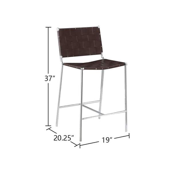 Metal Base Counter Height Stool with Plastic Seat and Back in Brown and ...