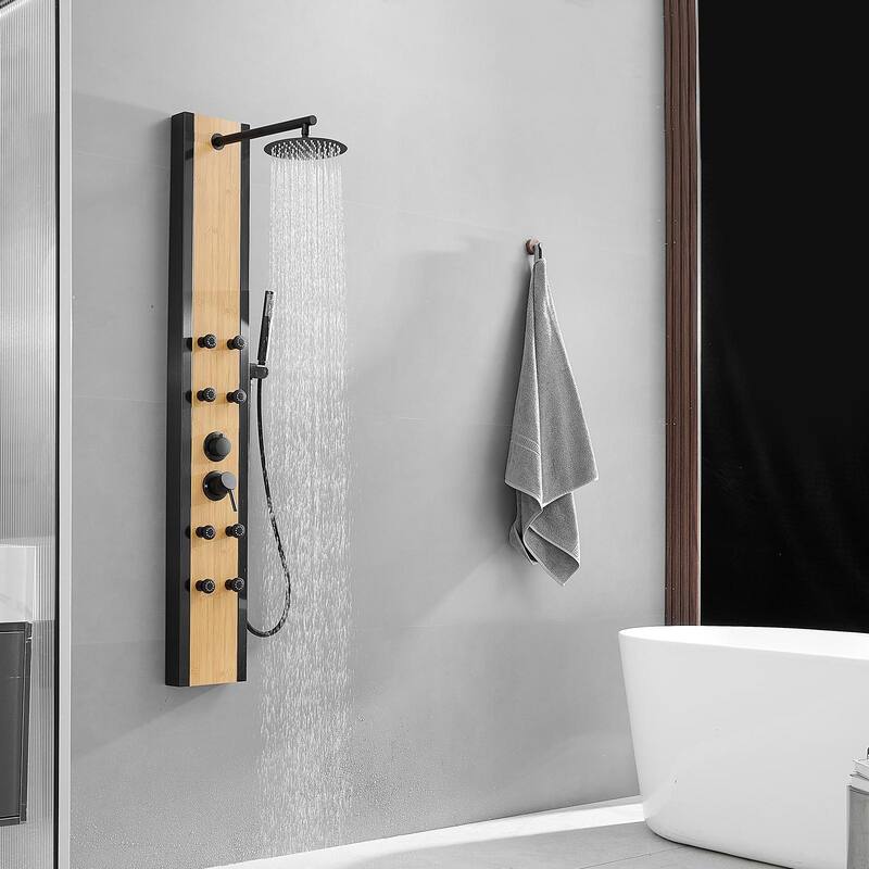 57 In. 8-Jet Shower Tower Shower Panel System - Overstock - 40261349