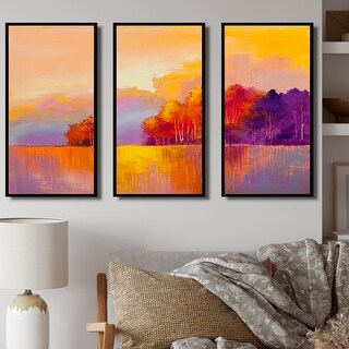 Designart "Autumn Colored Forest Treescape XIII" Farmhouse Framed Wall ...