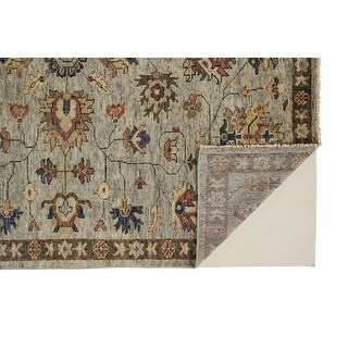 HomeRoots 5' X 8' Gray Gold And Red Wool Floral Hand Knotted Stain ...