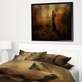 Designart "Unexpected Death" Abstract Framed Canvas art print - Bed ...